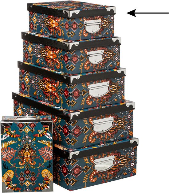 5Five Opbergdoos/box - 4x - amazone print - L32 x B21.5 x H12 cm ...