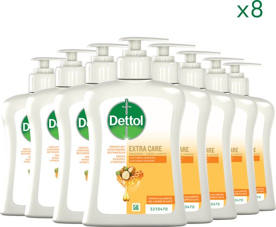 Dettol Handzeep - Extra Care Droge en Normale Huid Honing & Galamboter 250ml x8 | bol