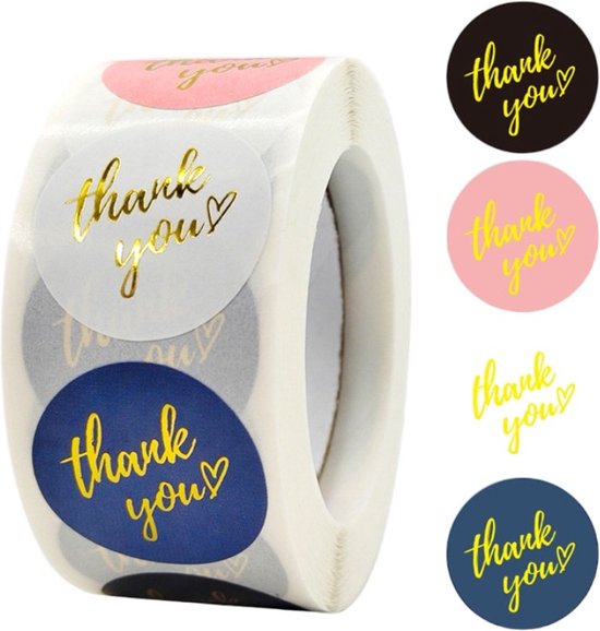 500 Stickers Op Rol - 2.5cm - Thank You Metal Mix - Bedankt Stickers - Sluitsticker -... | bol