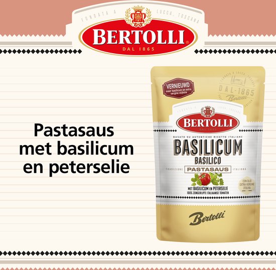 6x Bertolli Pastasaus Zak Basilicum Basilico 460 gr | bol