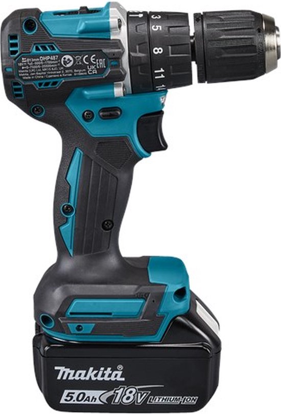Makita klopboor-/schroefmachine DHP487RTJ 18V in M-Box - 5,0 Ah accu (2 ...