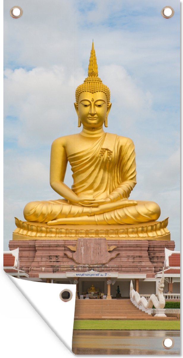 Wanddecoratie buiten Boeddha - Buddha beeld - Goud - Religie - 80x160 ...