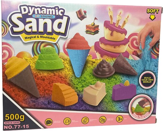 Dynamic Sand - Speelzand - Kinetisch Zand 3+ Jaar - Ijsjes en Taartjes - 500 GRAM | bol.com