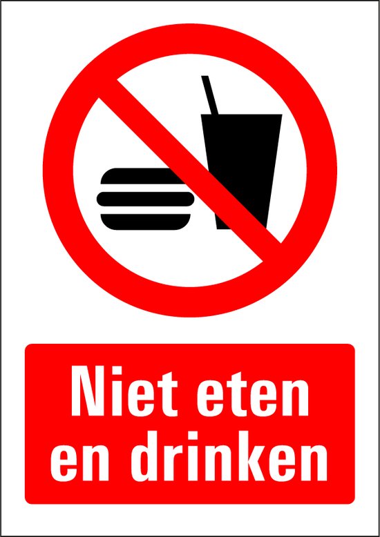 Niet Eten en Drinken Sticker - 148 x 210 mm | bol