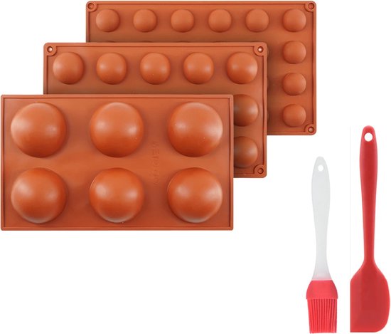 5 Delig - Halve Bol Siliconen Mallen Set - Professionele Cakevorm Set ...