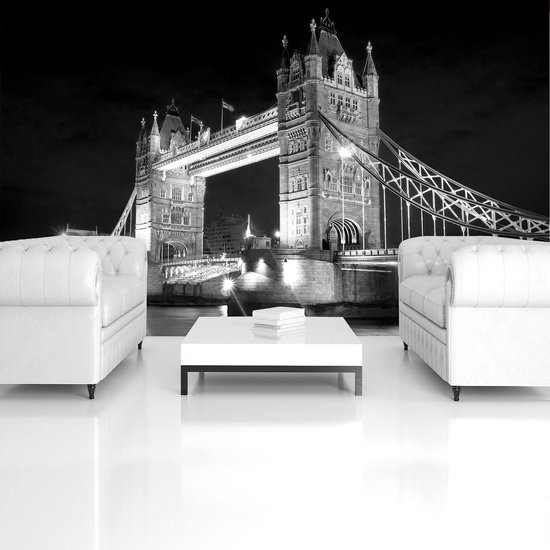 Fotobehang - Vlies Behang - London Bridge in zwart-wit - 254 x 184 cm ...