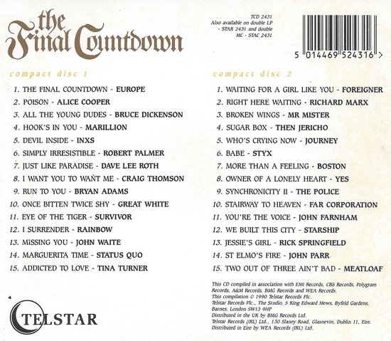 The Final Countdown: The Very Best of Soft Metal (2-CD), Europe | CD (album) | Muziek | bol.com