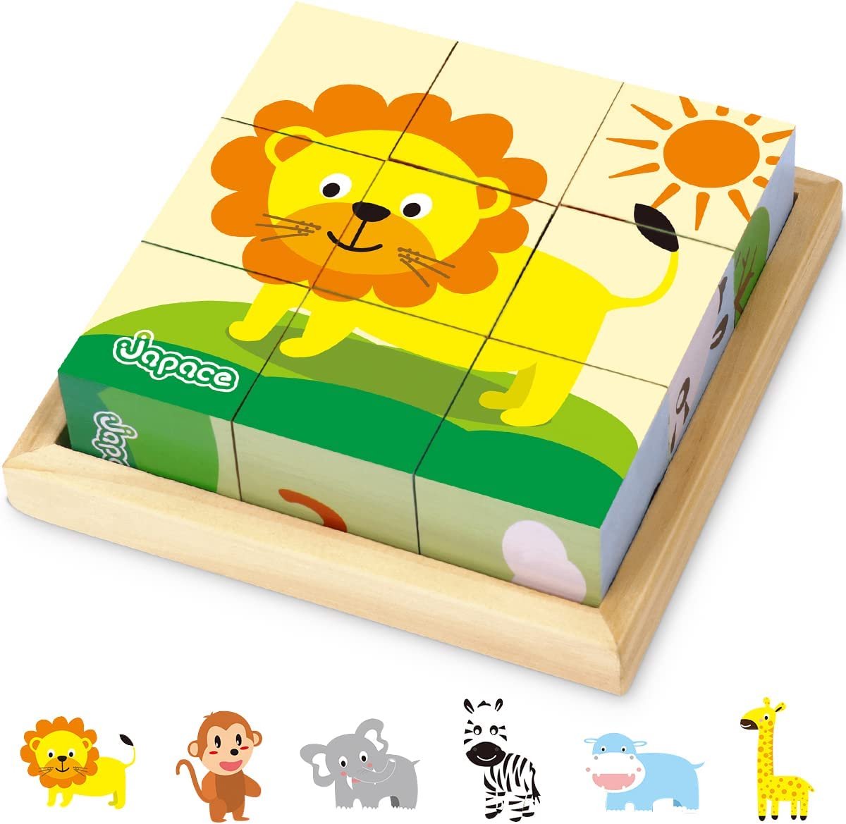 TrueForYou - 3D houten dobbelstenen puzzel puzzel 6-in-1 diermotieven ...