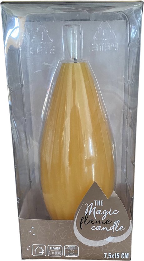 LED KAARS KEGEL MET TIMER - ZACHT GEEL/ORANJE - SFEERVOLLE FLAKKERENDE ...