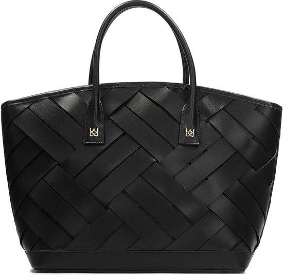 Black interlaced leather handbag | bol.com