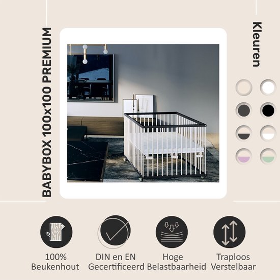 SÄMANN® Baby Box Premium 100x100 Zwart-Naturel met In hoogte ...