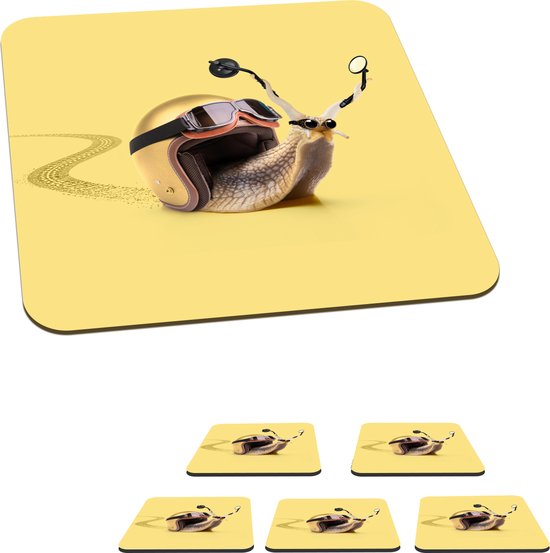 Onderzetters voor glazen - Slak - Dieren - Helm - Geel - Spiegels ...