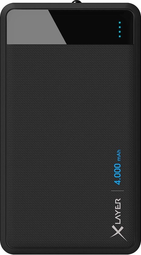 XLayer – Colour Line Powerbank Zwart - Lithium-Polymeer (LiPo) - 4000 mAh - Geschikt... | bol