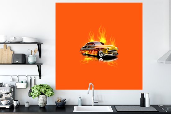 Muurstickers - Sticker Folie - Auto - Vlammen - Oranje - Vuur - Vintage ...