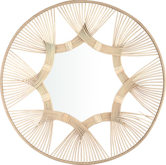 PTMD Ellipse Cream bamboo mirror with round frame | bol