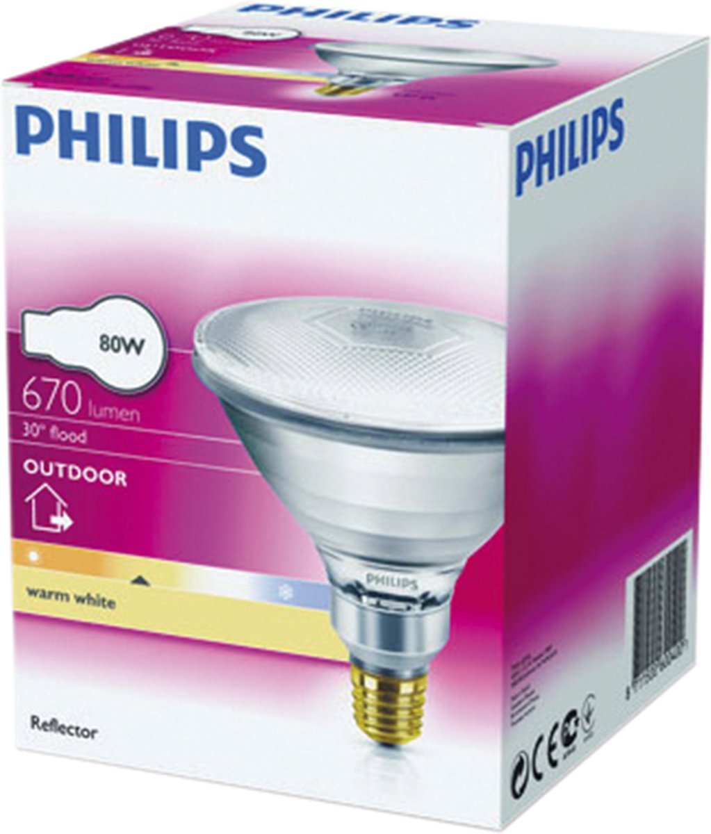 Philips Reflector Gloeilamp - Persglas - Par 38 - 80W - Flood -30grd ...