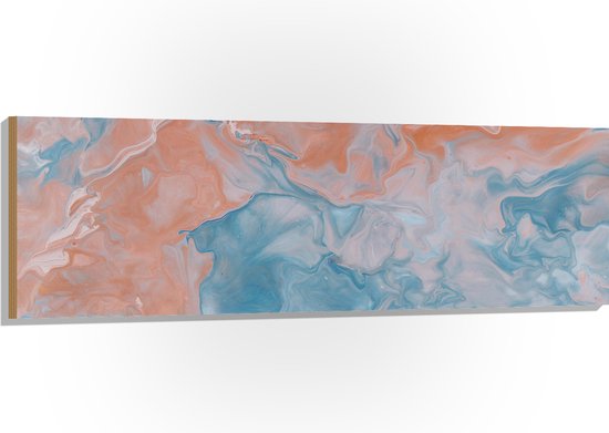 Hout - Mix van Oranje en Blauwe Kleuren - 150x50 cm - 9 mm dik - Foto ...