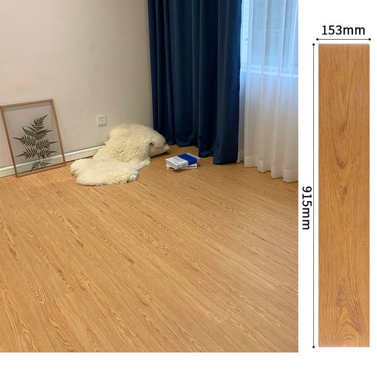 PVC Plaktegel - Vloer - Vloertegel - Laminaat Look - Licht Bruin - 91 x ...