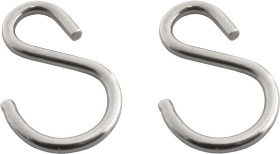S-haak asymmetrisch (2 stuks) - 8mm - Ophanghaak - RVS 316 ...