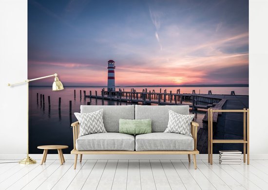 Fotobehang - Vlies Behang - Vuurtoren bij de Pier aan Zee bij ...