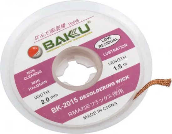 Baku BK-2015 - Soldeerlint - 2mm - 1.5 meter | bol