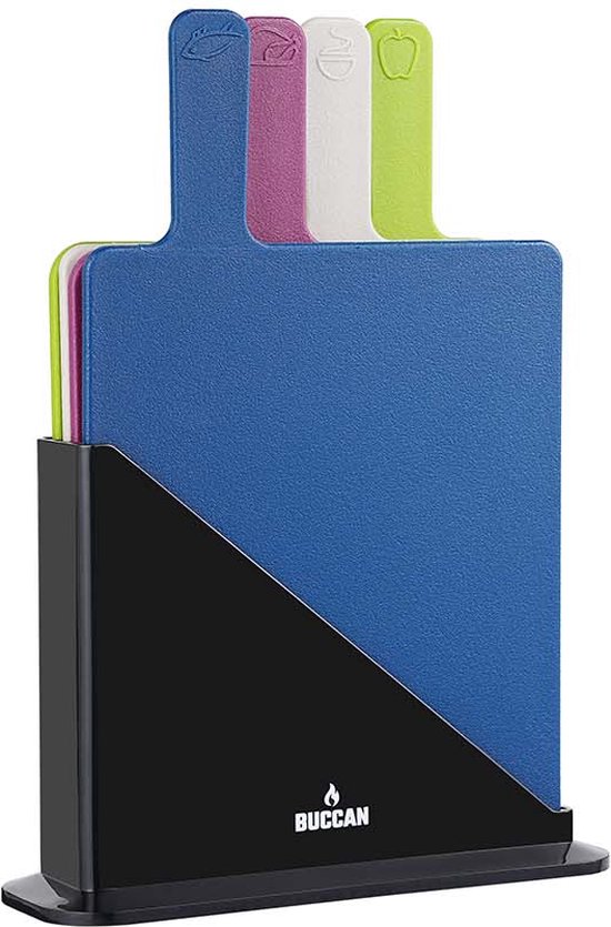 Buccan | Ensemble de 4 planches à découper avec support | 4 planches à ...