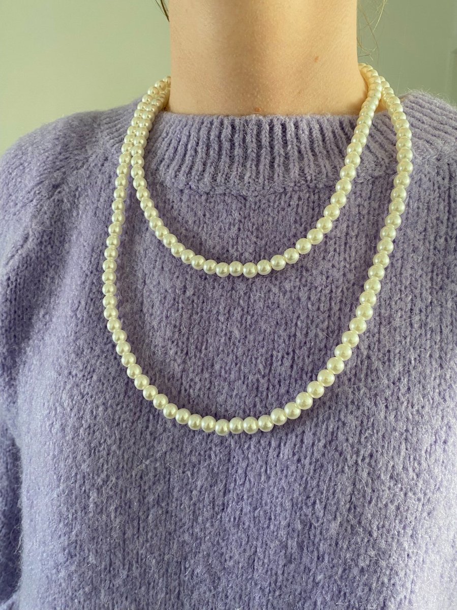 Parelketting met slotje WIT dames | Plastic | 119 cm lang | Parels 8 mm ...