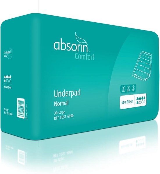 Absorin comfort disposable onderlegger 60 x 90 cm Absorin - Wit / Groen ...