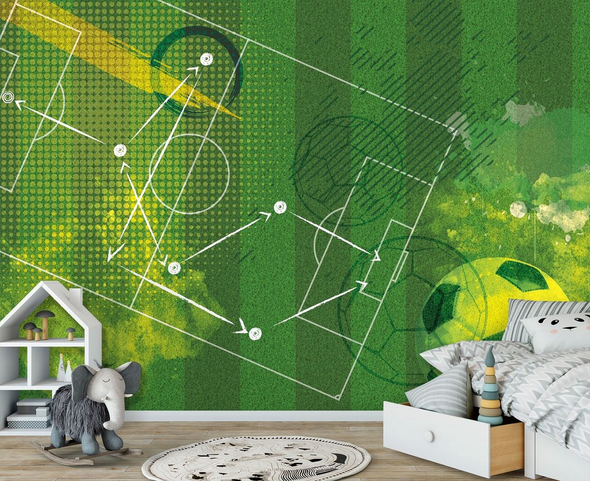 Fotobehang - Vlies Behang - Voetbal - Voetbalveld - Tactiek - 254 x 184 ...