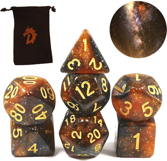 D&D dice set - Galaxy serie - DnD dobbelstenen set Goud - Dungeons and ...