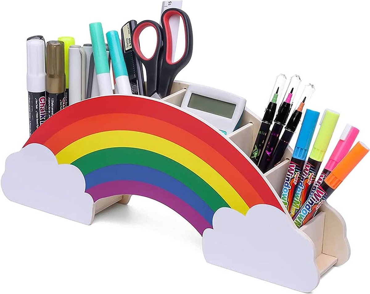 Penhouder, pennenhouder regenboog, bureauorganizer van hout, creatieve ...