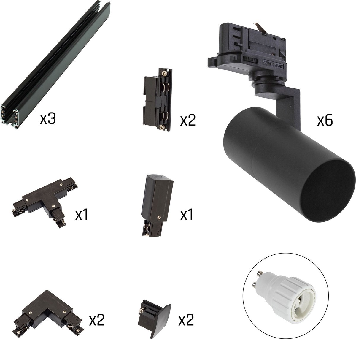 Spectrum - Track Light complete set - 6xGU10 railspots - 3m rails ...