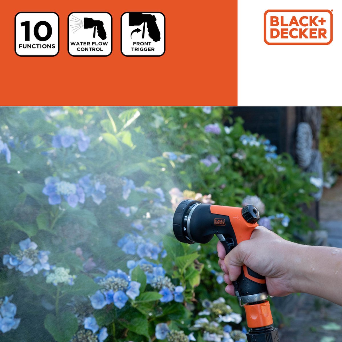 BLACK+DECKER Sproeikop - 10 Standen - Universeel - Zwart/ Oranje | bol.com