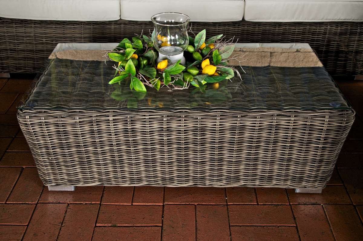 Glastafel deluxe - Tuintafel rotan wicker - Salontafel - 100cm | bol.com