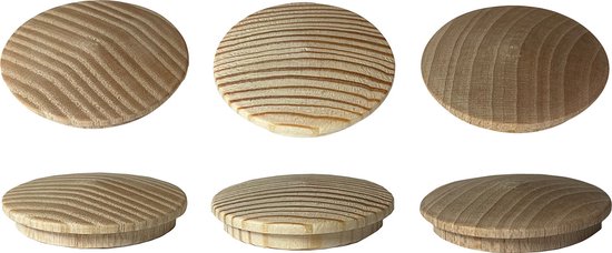 Set van 30 houten doppen, knoppen (20 mm diameter, grenenhout) | bol
