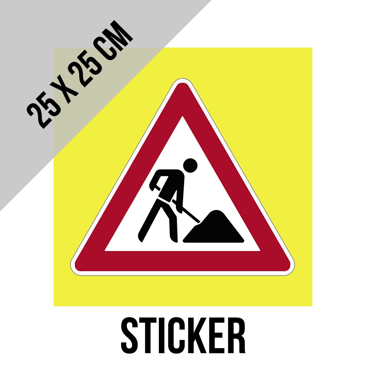 Sticker | Pictogram | 25 x 25 cm | Wegenwerken | Werkzaamheden | Werfverkeer | Werf |... | bol.com