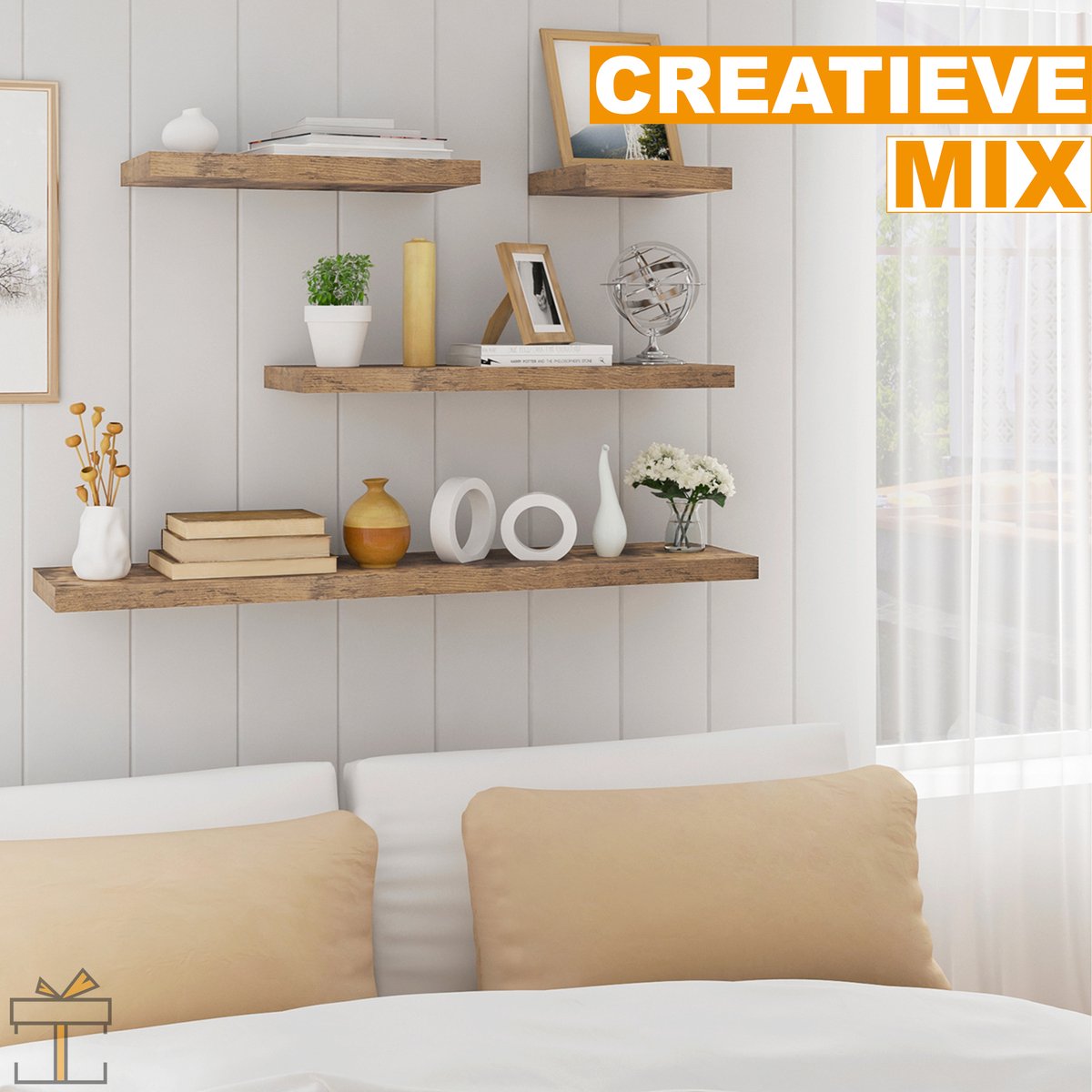 Happyment Wandplank zwevend industrieel - 90cm - Wandplanken tegen muur ...