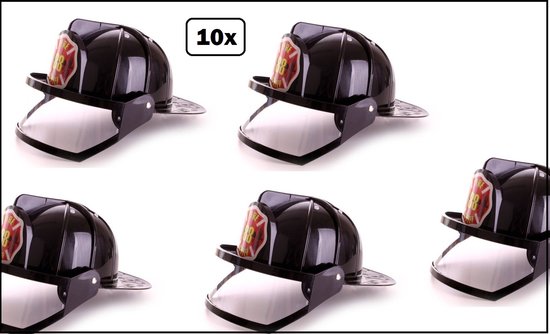 10x Kids Brandweerhelm met vizier zwart - Brand redding speelgoed ...