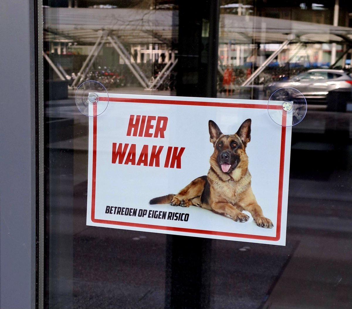 Waakbord met raambevestiging | "Hier waak ik" | Duitse Herder | 30 x 20 ...
