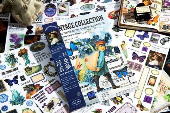 Vintage stickers - Volume stickerboek 2 - 24 vellen - Hobbystickers o.a ...