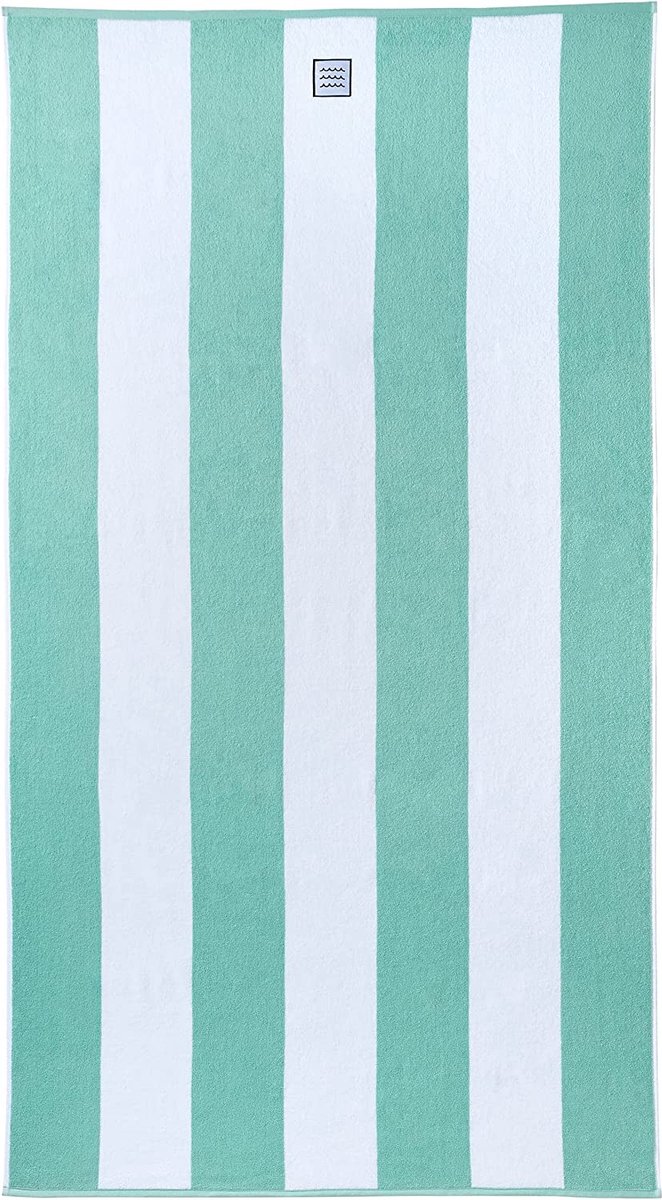 strandhanddoek, 100x180cm groot | wit mint gestreept | badhanddoek XXL ...
