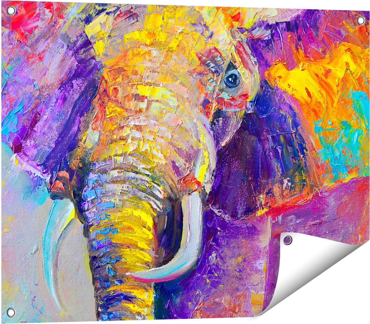 Gards Tuinposter Olifant van Olieverf - Kleur - Abstract - 80x60 cm ...