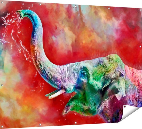 Gards Tuinposter Getekende Vrolijke Olifant - Abstract - 160x120 cm ...