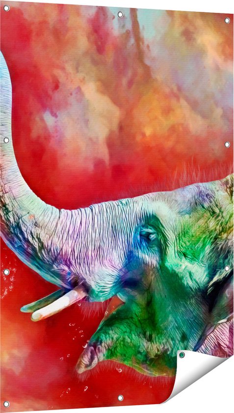 Gards Tuinposter Getekende Vrolijke Olifant - Abstract - 80x120 cm ...