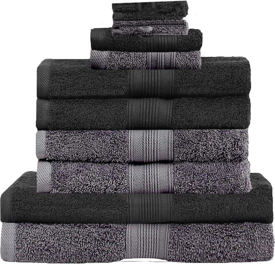 Textiel 10-delige badkamer handdoekenset met wisselmatjes 4x handdoeken ...