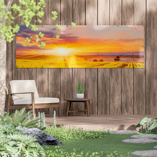 Gards Tuinposter Zonsopgang op het Ma sveld - 210x70 cm - Tuindoek ...