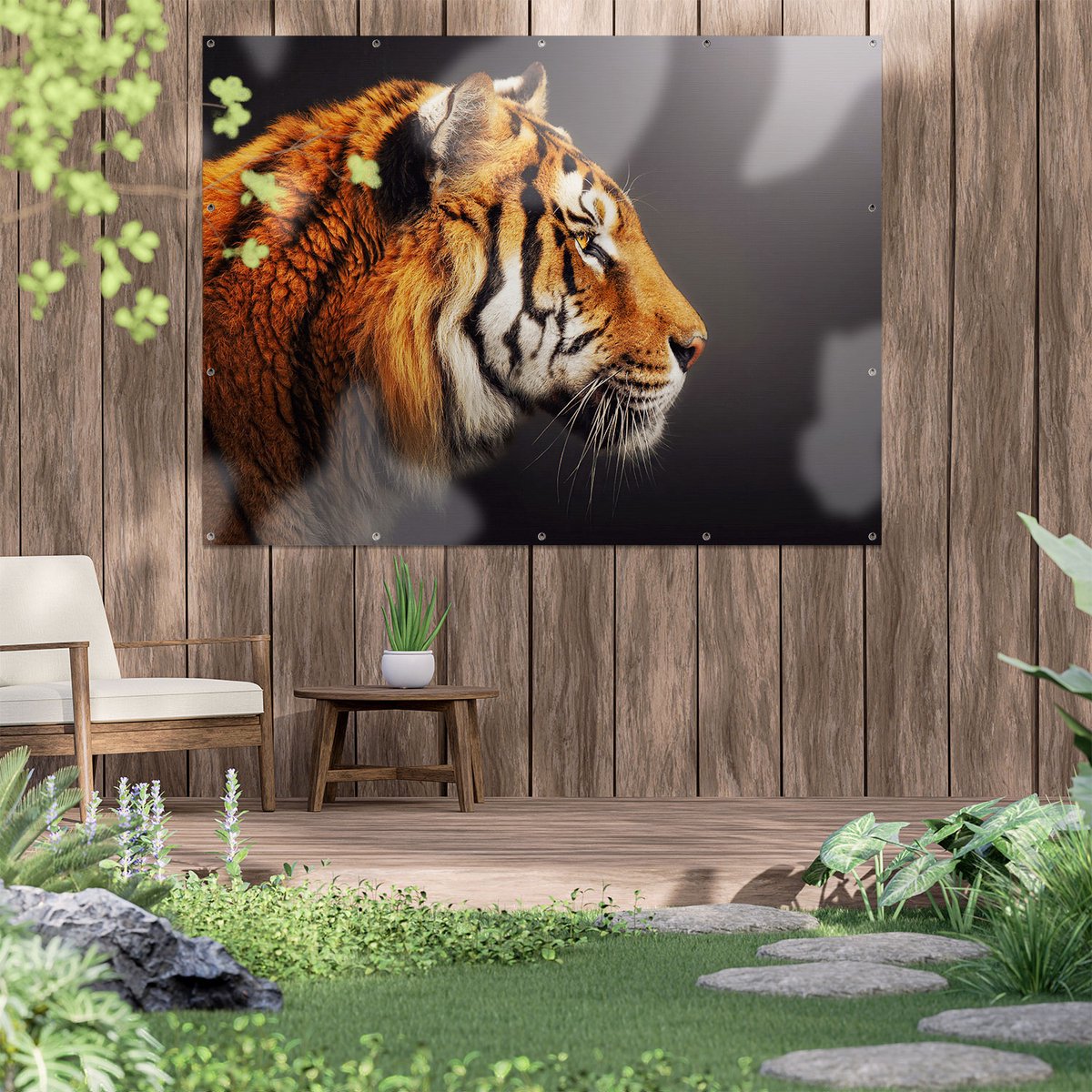 Gards Tuinposter Zijaanzicht van een Tijger - Tijgerkop - 160x120 cm - Tuindoek -... | bol.com