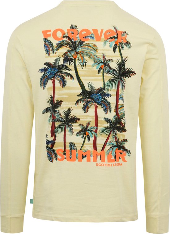 Scotch and Soda - Longsleeve T-Shirt Print Geel - Maat XL - Regular-fit ...