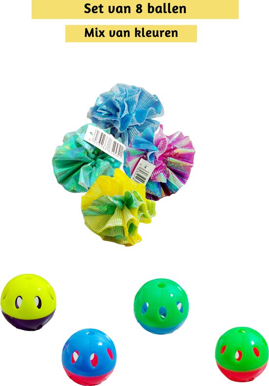 Nobby Ballen - Katten Speelballetjes met Rammelaar - Set met 8 Ballen | bol