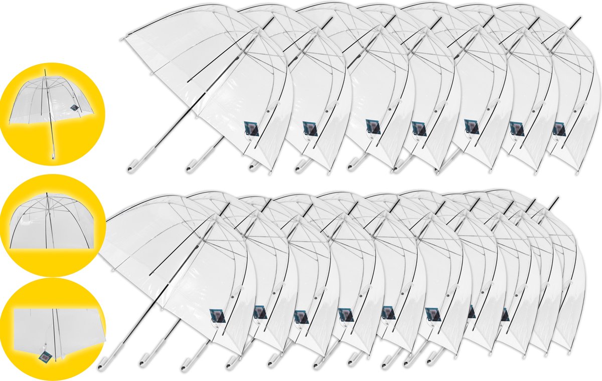 20 stuks Paraplu transparant plastic paraplu's 75 cm - doorzichtige paraplu -... | bol